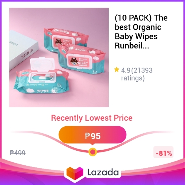 (10 PACK) The best Organic Baby Wipes Runbeile 80Pcs Per Pack 99% Water ...