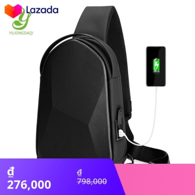 YILIONGDAQI Hard Shell Sling Bag Waterproof Shoulder Bag USB Charging ...