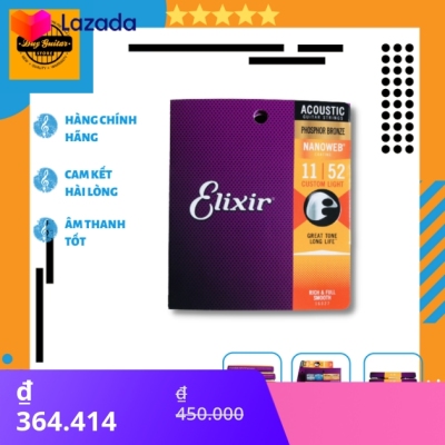 Bộ dây đàn guitar acoustic Elixir 16027 size 11 (.011-.052) phosphor ...