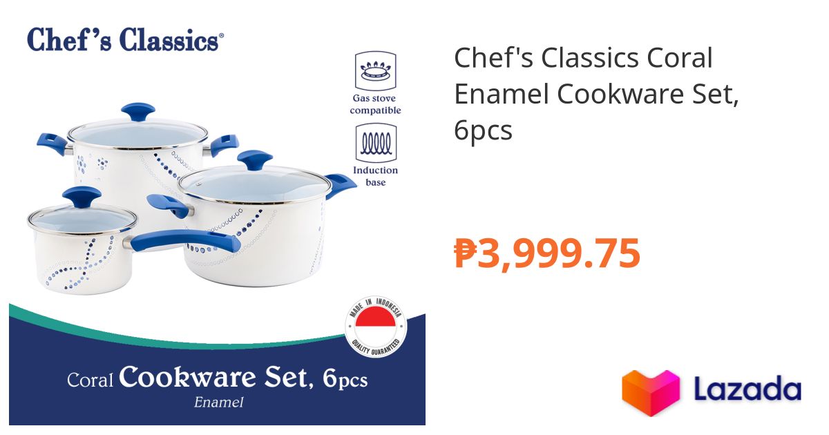 Chef's Classics Coral Enamel Cookware Set, 6pcs