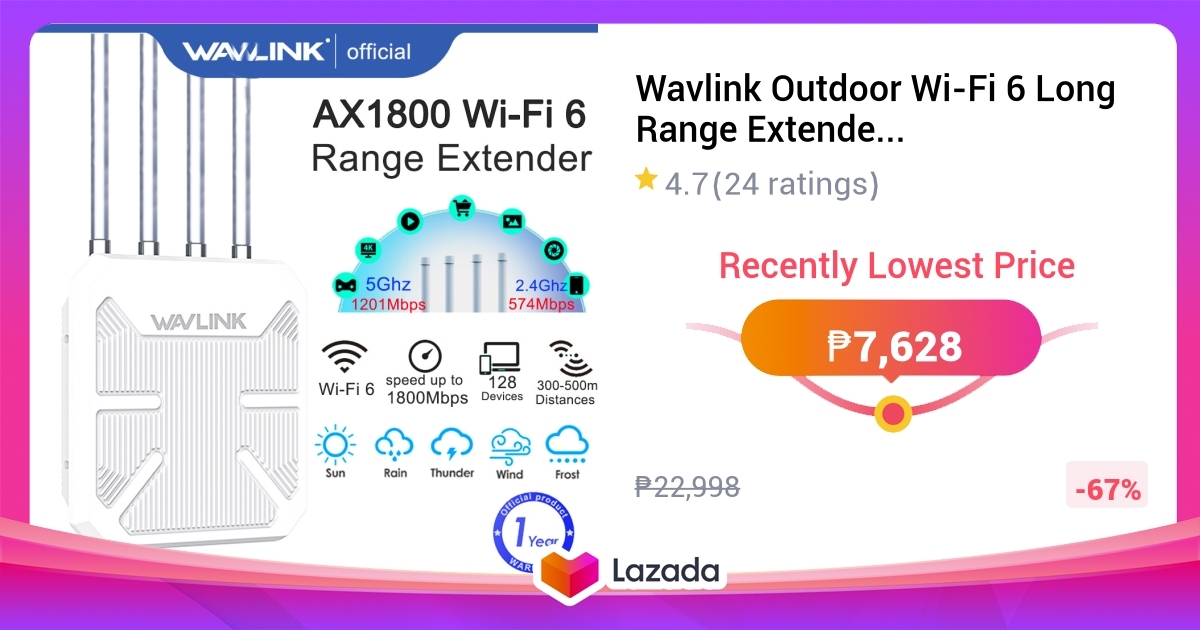 Wavlink Outdoor Wi-Fi 6 Long Range Extender Ax1800 Dual Band 2.4ghz ...