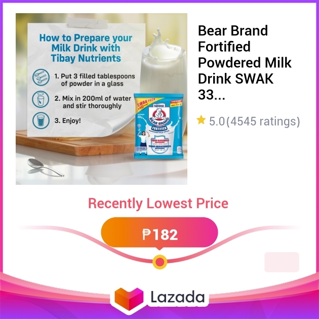 Bear Brand Fortified Powdered Milk Drink SWAK 33g – Pack of 16 sachets