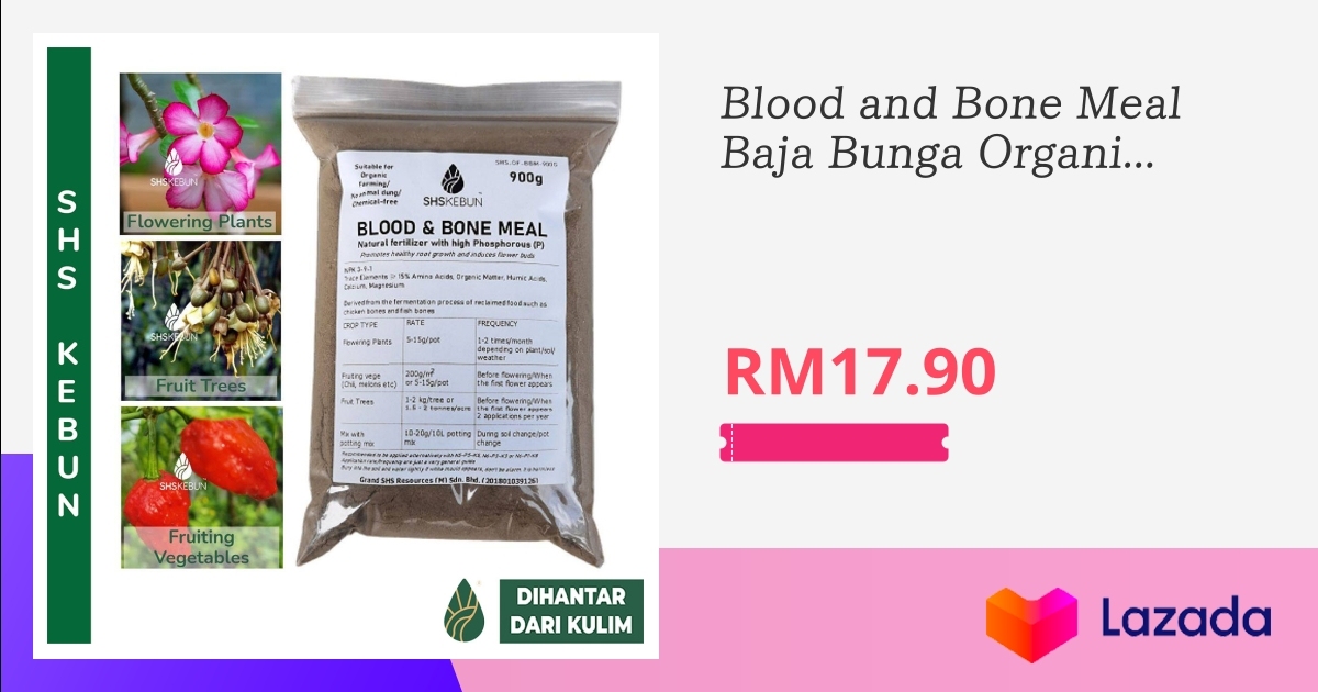 Blood and Bone Meal Baja Bunga Organic Fertilizer 900g Baja Organik NPK ...