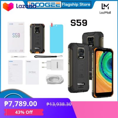 DOOGEE S59 Rugged Phone 10050mAh Super Battery Smartphone 4GB+64GB Cellphone IP68/IP69K 2W Loud ...