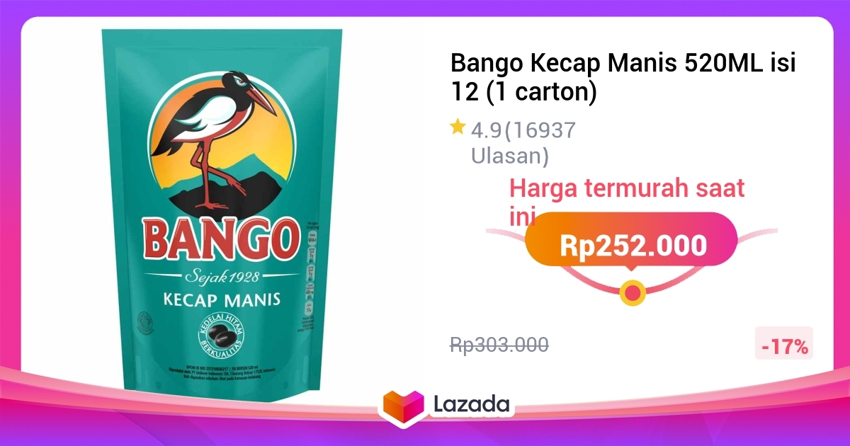 Bango Kecap Manis 520ML isi 12 (1 carton)