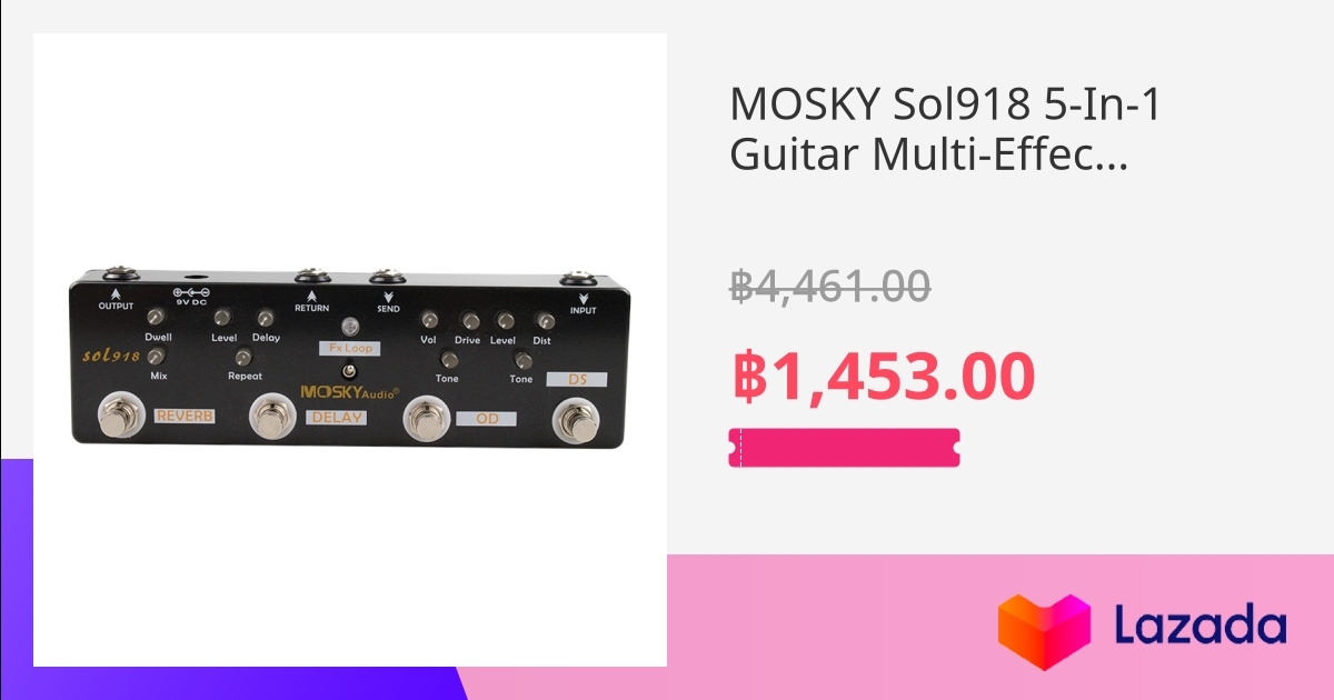 MOSKY Sol918กีตาร์5-In-1 Multi-Effect Pedal การบิดเบือน Delay Reverb เอ็ฟเฟ็กต์เสียงแตกแบบเหยียบ ...