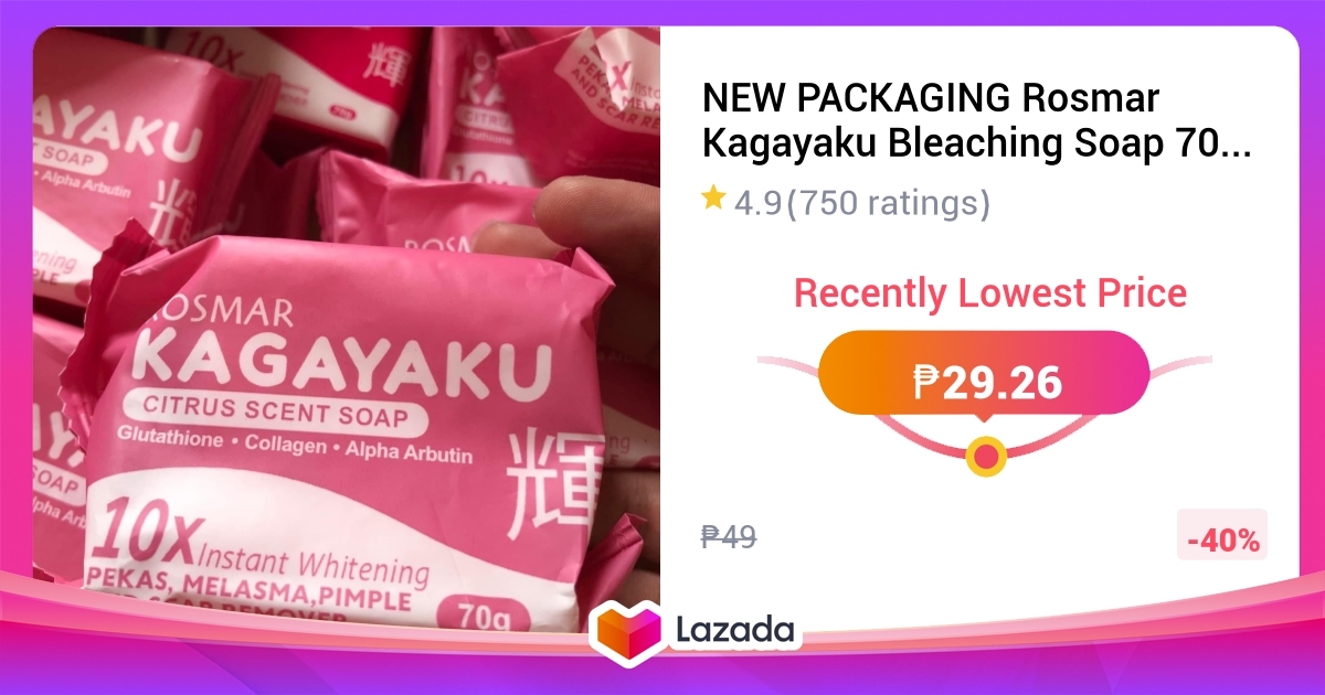 NEW PACKAGING Rosmar Kagayaku Bleaching Soap 70G 10X INSTANT WHITE FACE ...