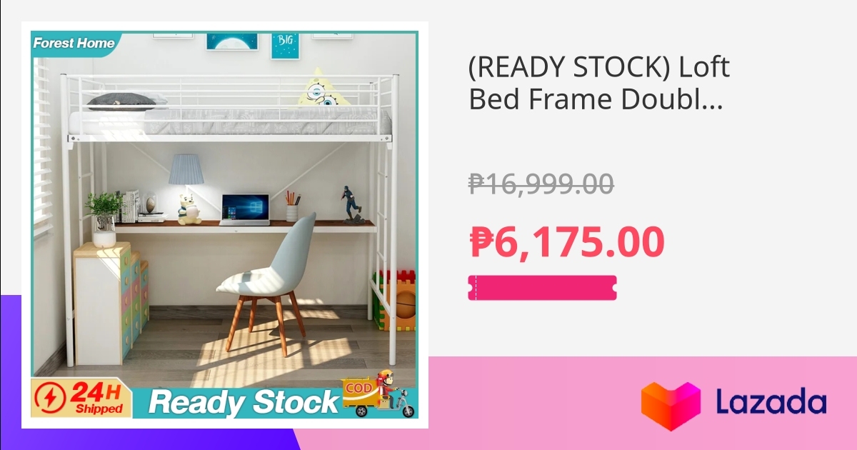 (READY STOCK) Loft Bed Frame Double Deck Bed with Office High Load ...