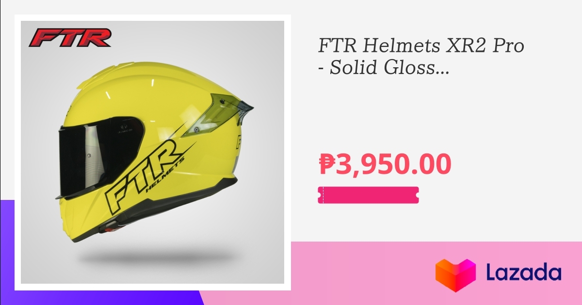 FTR Helmets XR2 Pro - Solid Glossy Yellow Full Face Dual Visor Helmet
