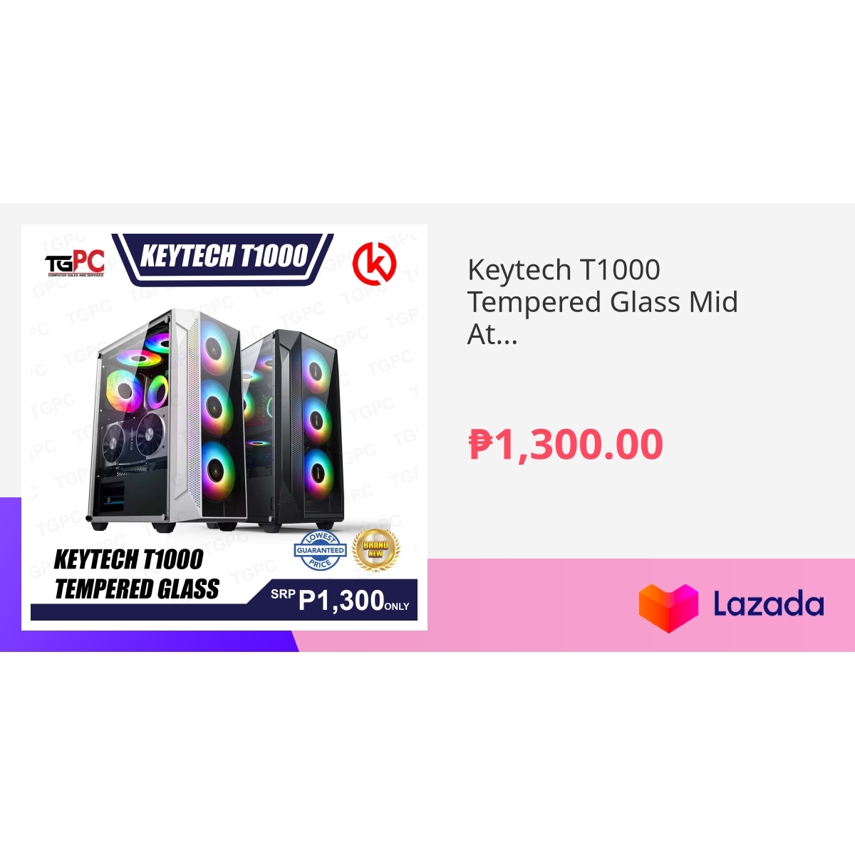 Keytech T1000 Tempered Glass Mid Atx Computer Case
