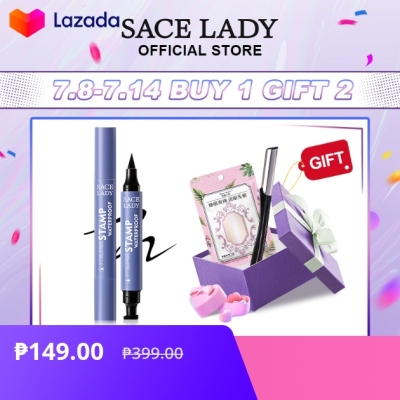 SACE LADY Eyeliner Waterproof Stamp Black Stamp Double-head Pigment Eye ...