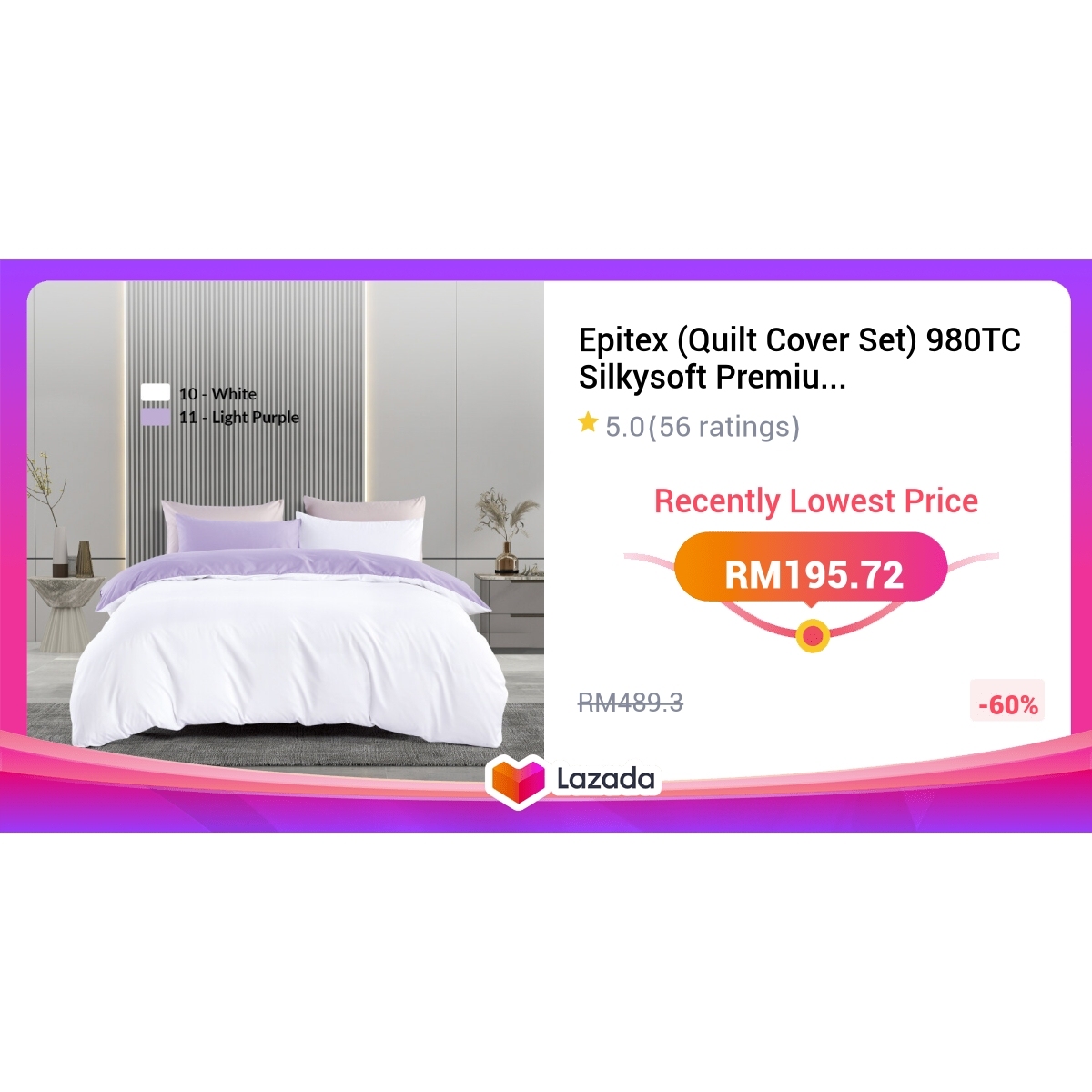 Epitex (Quilt Cover Set) 980TC Silkysoft Premium Microfiber Bedsheet ...