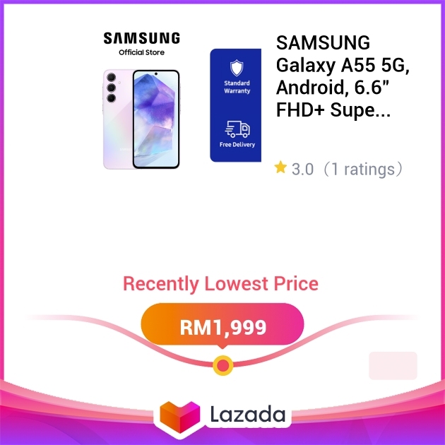 SAMSUNG Galaxy A55 5G, Android, 6.6" FHD+ Super AMOLED Display, 12GB RAM, 256GB ROM, 50MP OIS ...