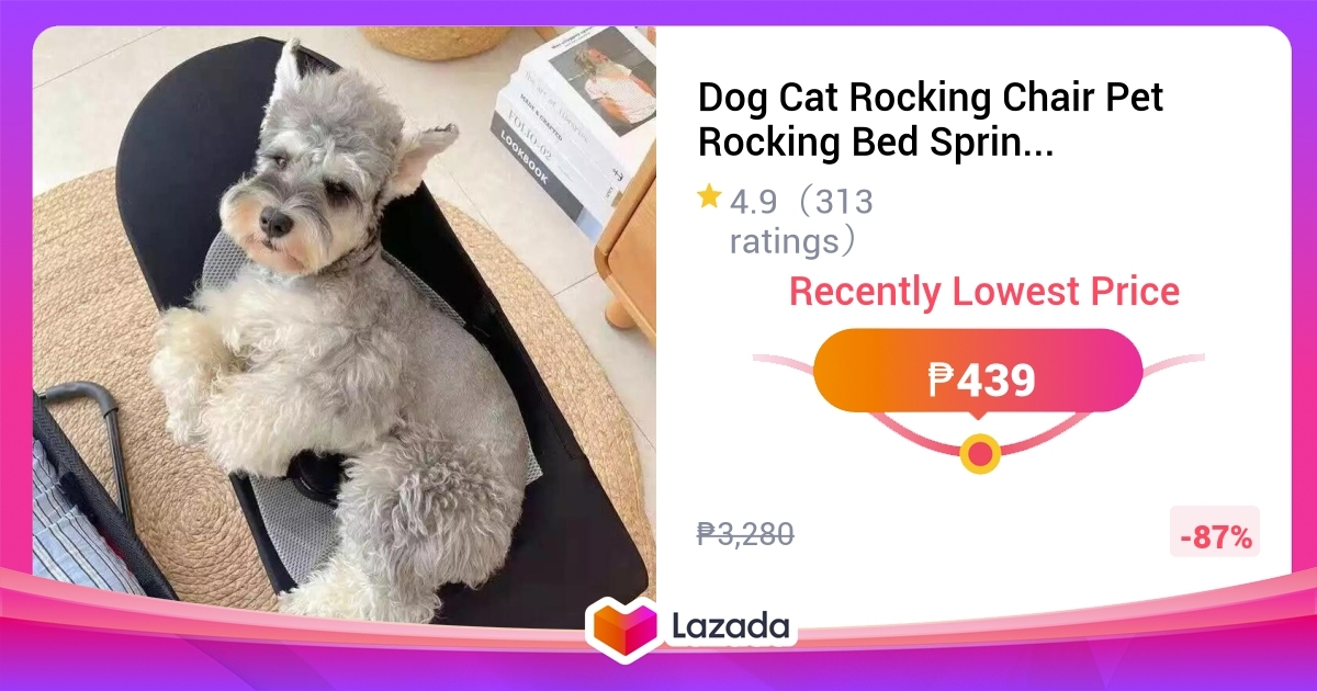 Dog Cat Rocking Chair Pet Rocking Bed Spring Recliner Portable Puppy ...