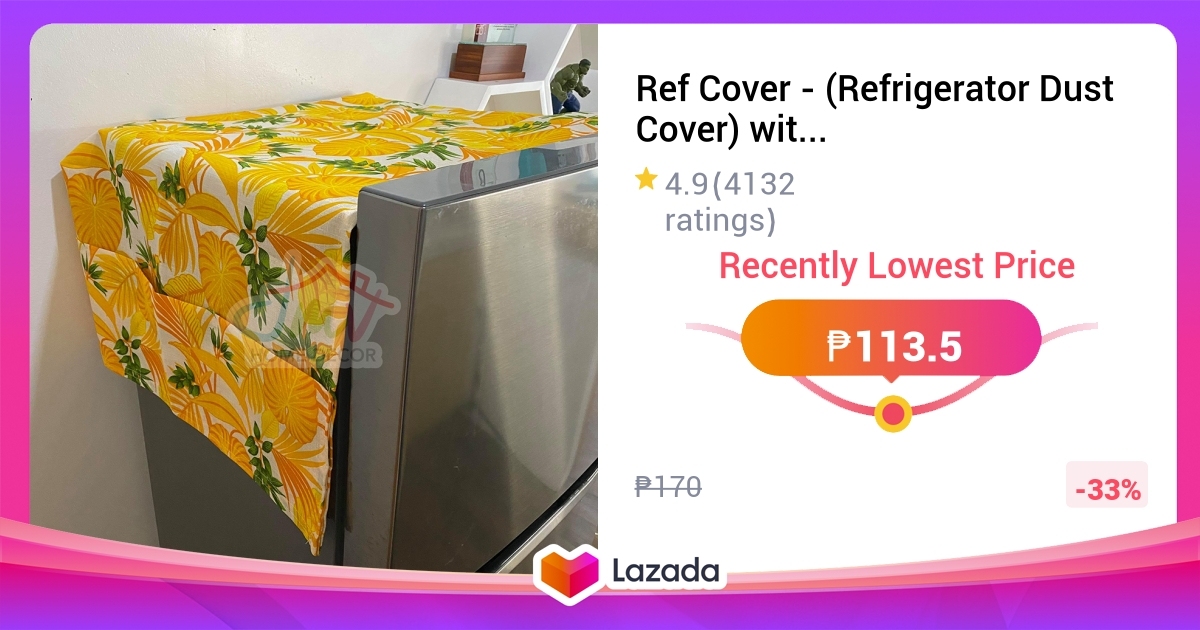 Ref Cover - (Refrigerator Dust Cover) with Pockets (Brown Floral, Maze ...