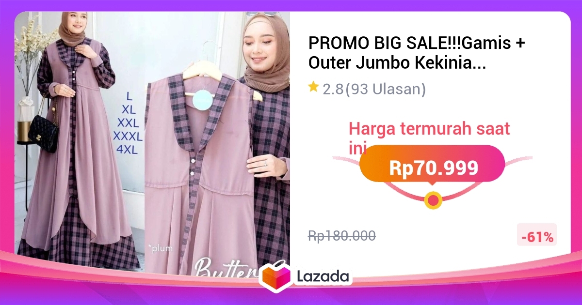 PROMO BIG SALE!!!Gamis + Outer Jumbo Kekinian Terbaru Tahun 2023 Size ...
