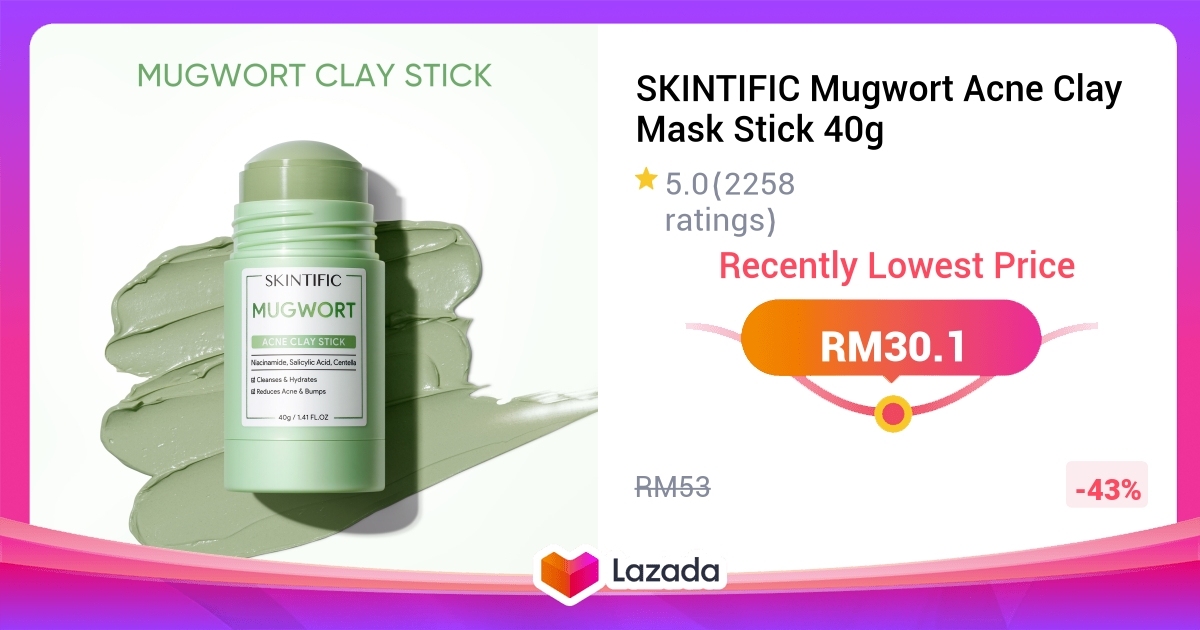 SKINTIFIC Mugwort Acne Clay Mask Stick 40g
