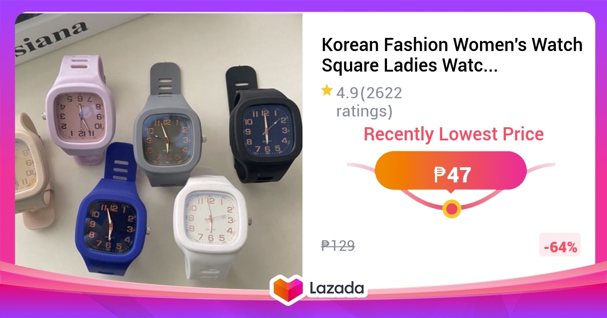 Korean Fashion Women's Watch Square Ladies Watch Digital Pointer Ladies ...