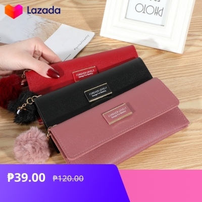 Mumu #1047 Fashion Lady Long Purse Solid Color Hair Ball Wallet Women's ...