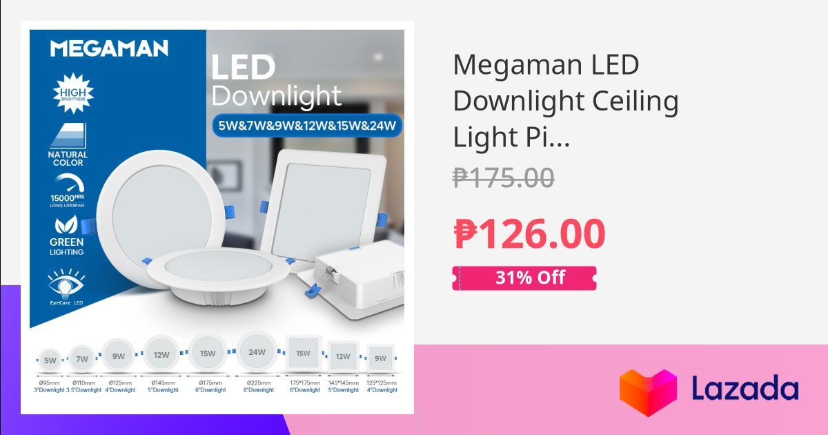 Megaman LED Downlight Ceiling Light Pin Lights Panel Light 5W/7W/9W/12W ...