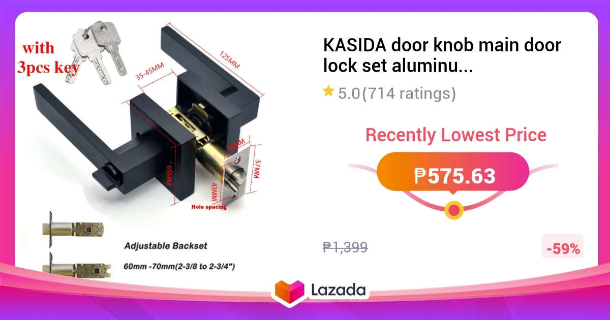 KASIDA door knob main door lock set aluminum alloy door knob lever type ...
