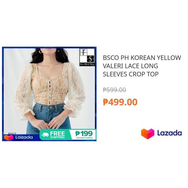 BSCO PH KOREAN YELLOW VALERI LACE LONG SLEEVES CROP TOP