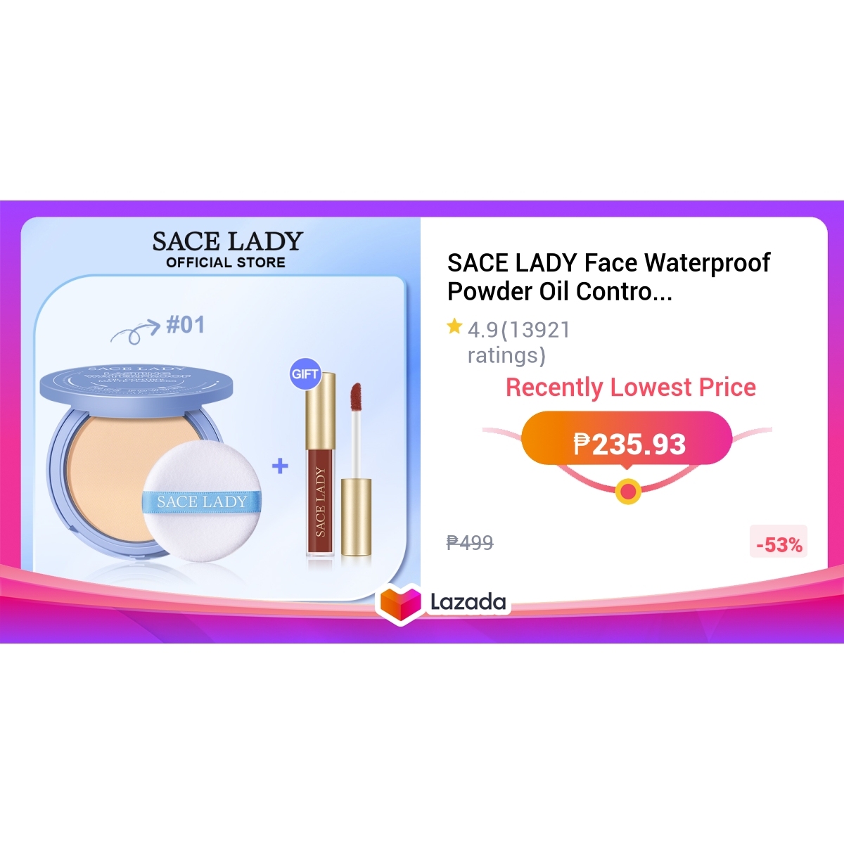 SACE LADY Face Waterproof Powder Oil Control Matte Long-lasting ...