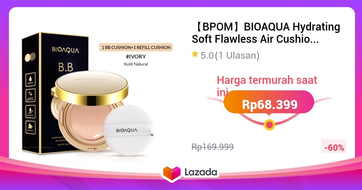 【BPOM】BIOAQUA Hydrating Soft Flawless Air Cushion BB Cream