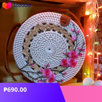 Original Rattan Bags from bali Indonesia with embroidered cherry ...