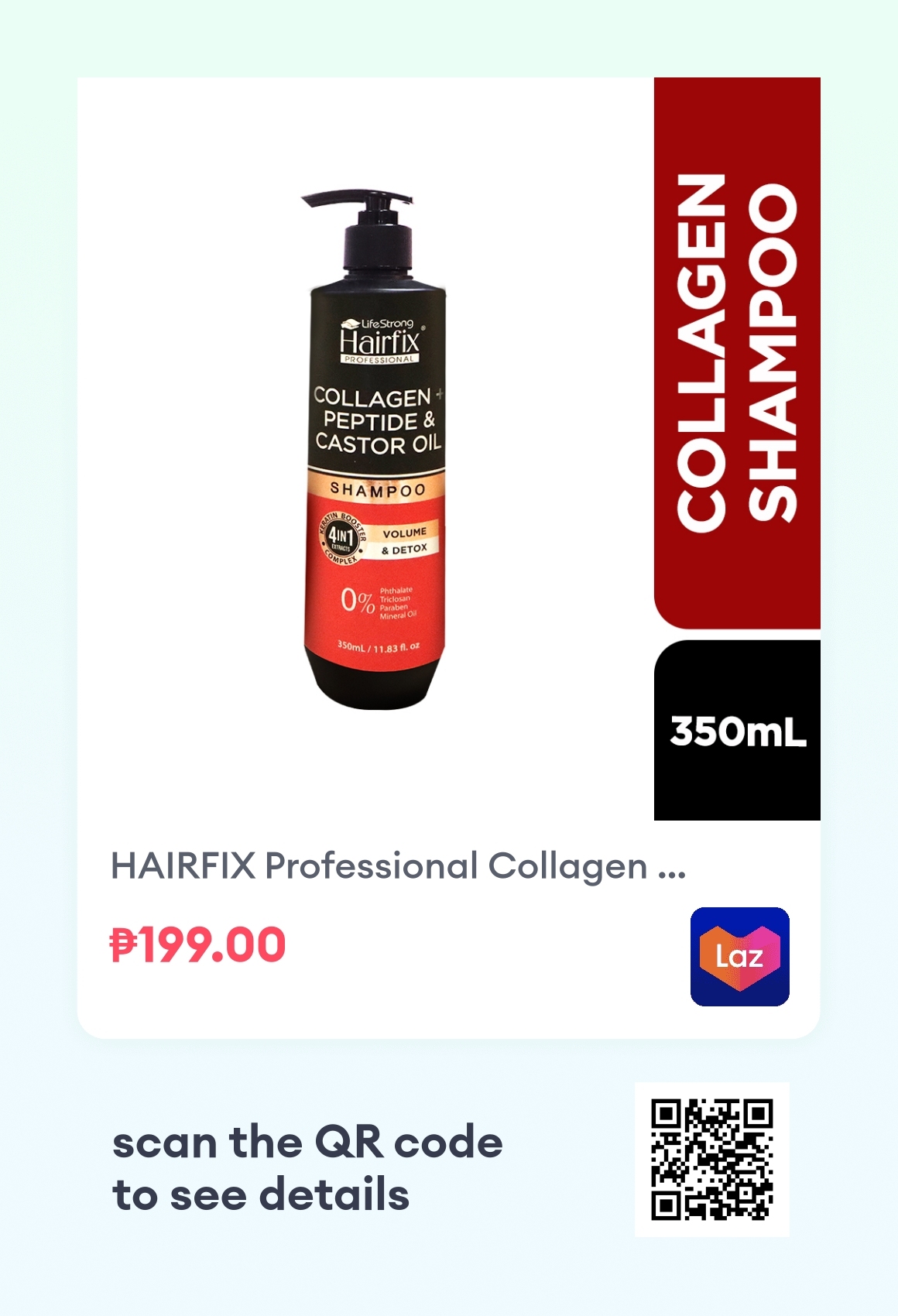 HAIRFIX Professional Collagen + Peptide and Castor Oil Shampoo 350ml