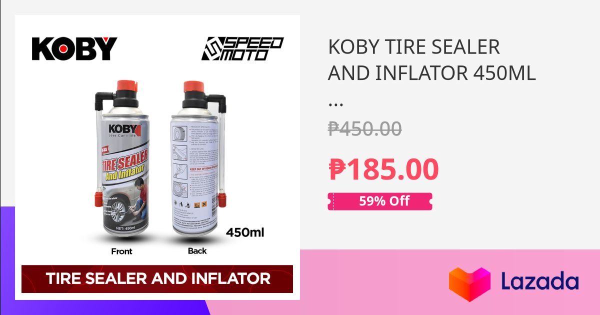 KOBY TIRE SEALER AND INFLATOR 450ML / 600ML FOR MOTORCYCLE AND CAR