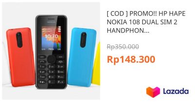 [ COD ] PROMO!! HP HAPE NOKIA 108 DUAL SIM 2 HANDPHONE NOKIA JADUL ...
