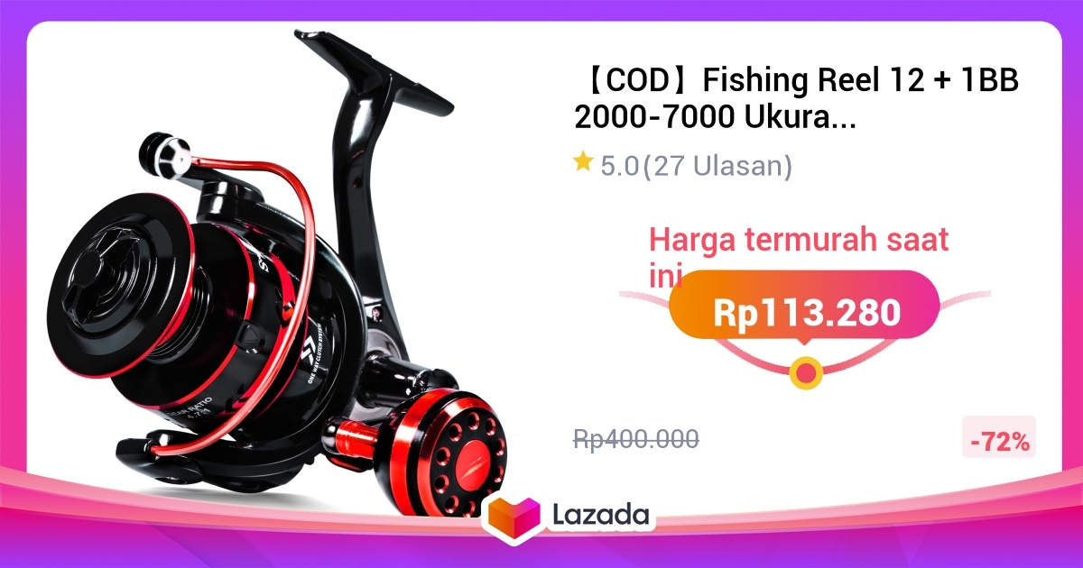 【COD】Fishing Reel 12 + 1BB 2000-7000 Ukuran Dengan CNC Aluminium Alloy ...