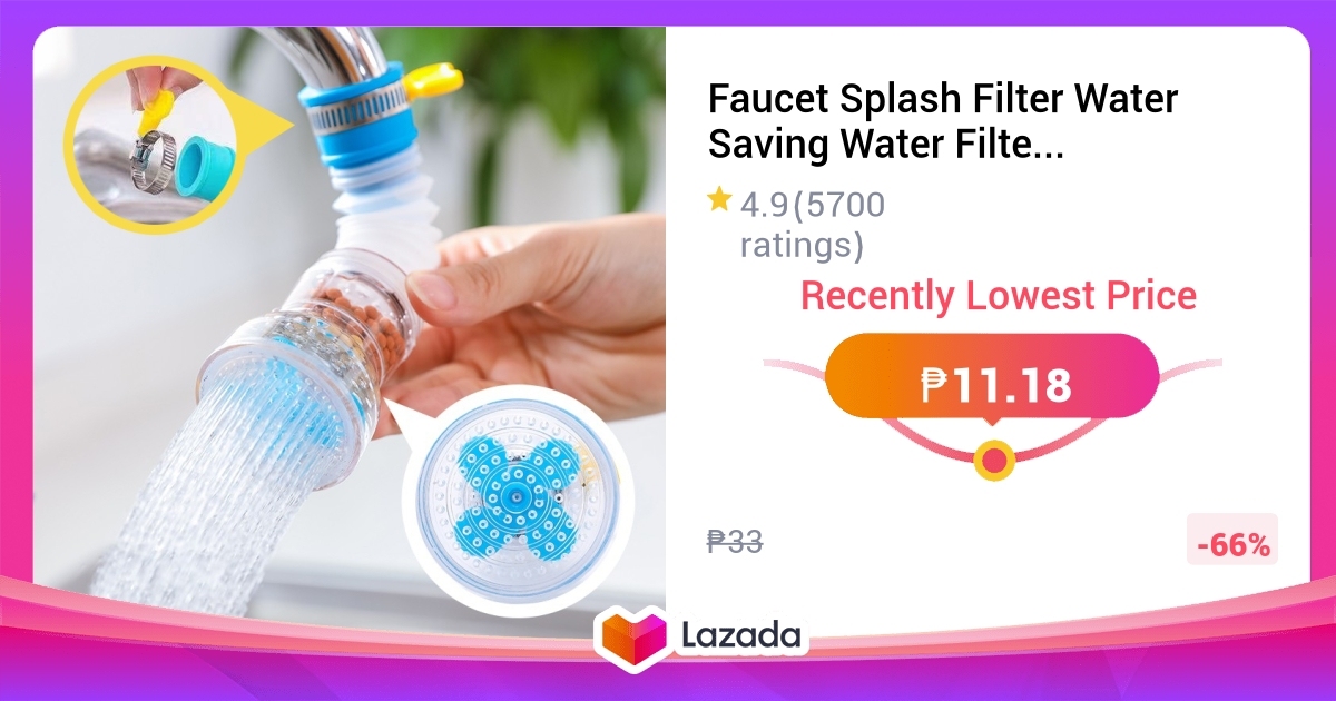 Faucet Splash Filter Water Saving Water Filter Foldable 360 Rotating ...