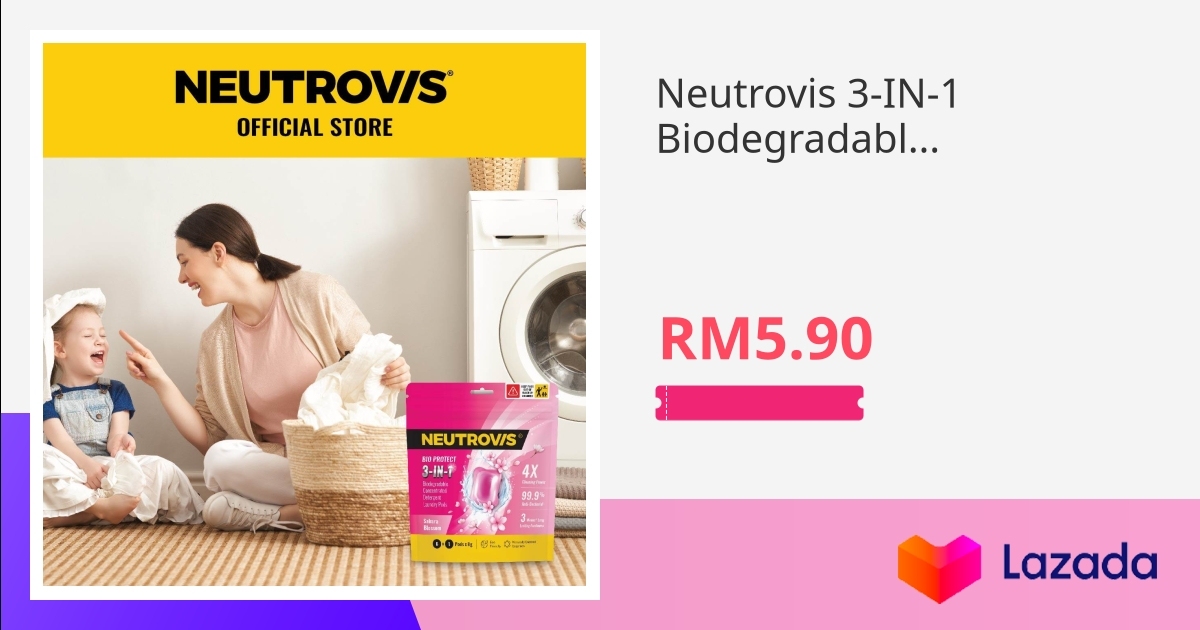 Neutrovis 3-IN-1 Biodegradable Concentrated Detergent Laundry Pods (8g ...