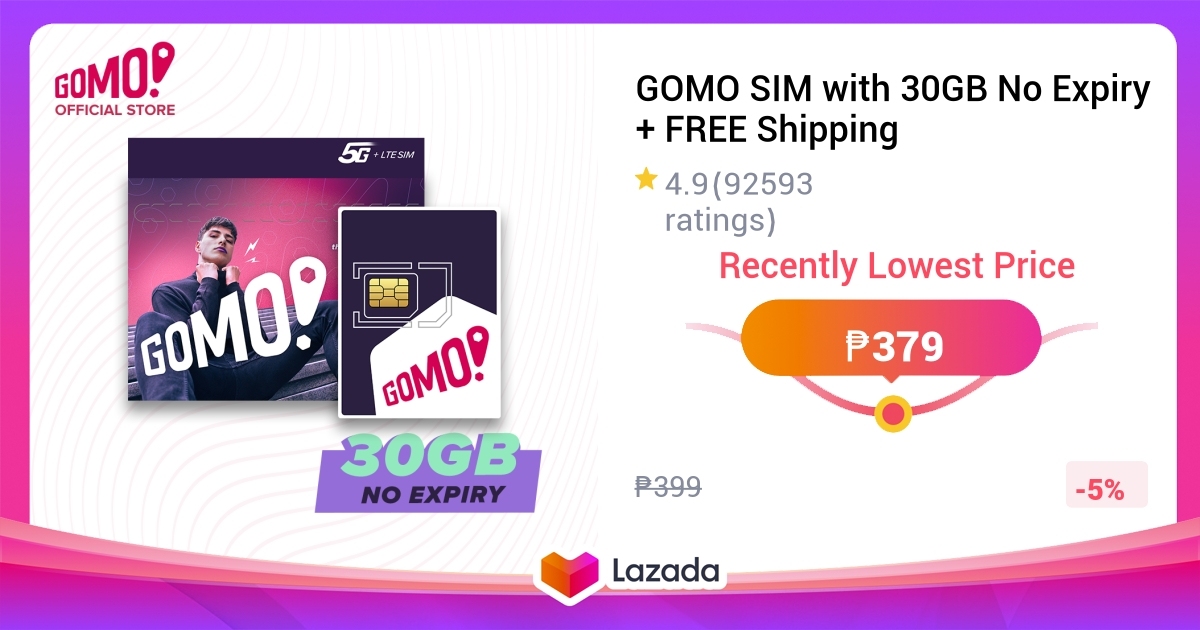 GOMO SIM with 30GB No Expiry + FREE Shipping