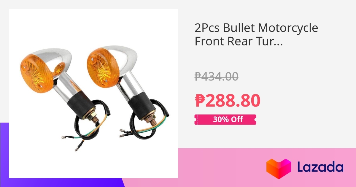 2Pcs Bullet Motorcycle Front Rear Turn Signal Light Indicators Blinkers ...