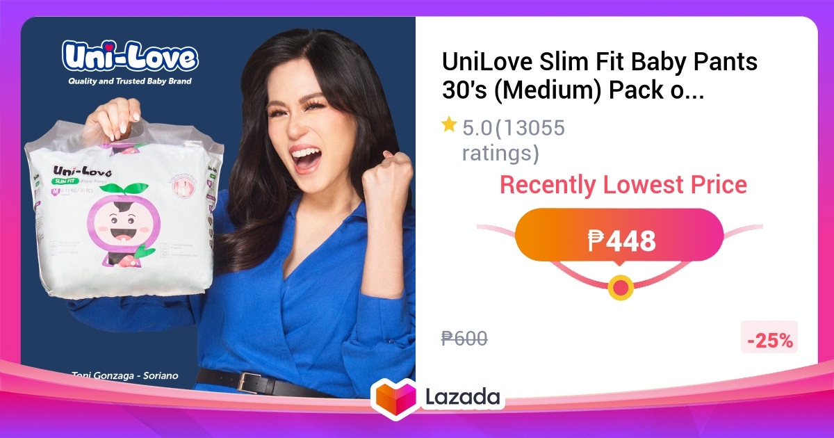 UniLove Slim Fit Baby Pants 30's (Medium) Pack of 2