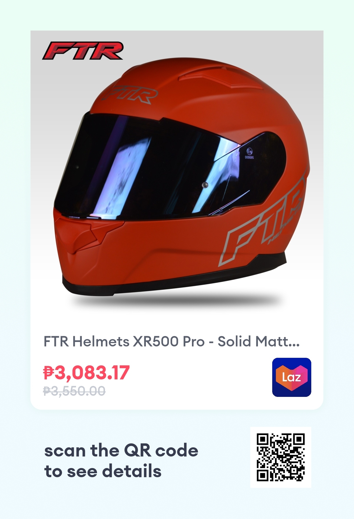 FTR Helmets XR500 Pro - Solid Matte Red Full Face Single Visor Helmet