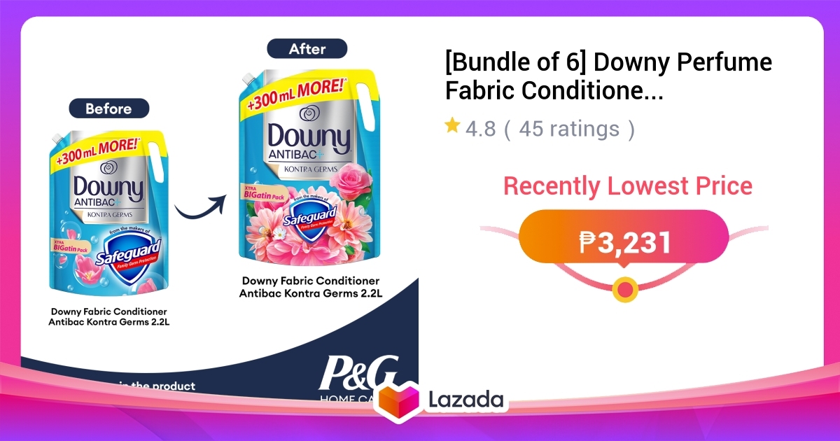 [Bundle of 6] Downy Perfume Fabric Conditioner Sunrise Fresh Kontra ...
