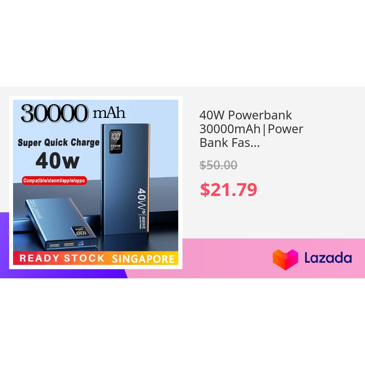 40W Powerbank 30000mAh|Power Bank Fast Charging With Built-in Cable ...