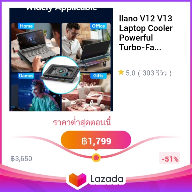 llano V12 V13 Laptop Cooler Powerful Turbo-Fan RGB Blower-style Cooling ...