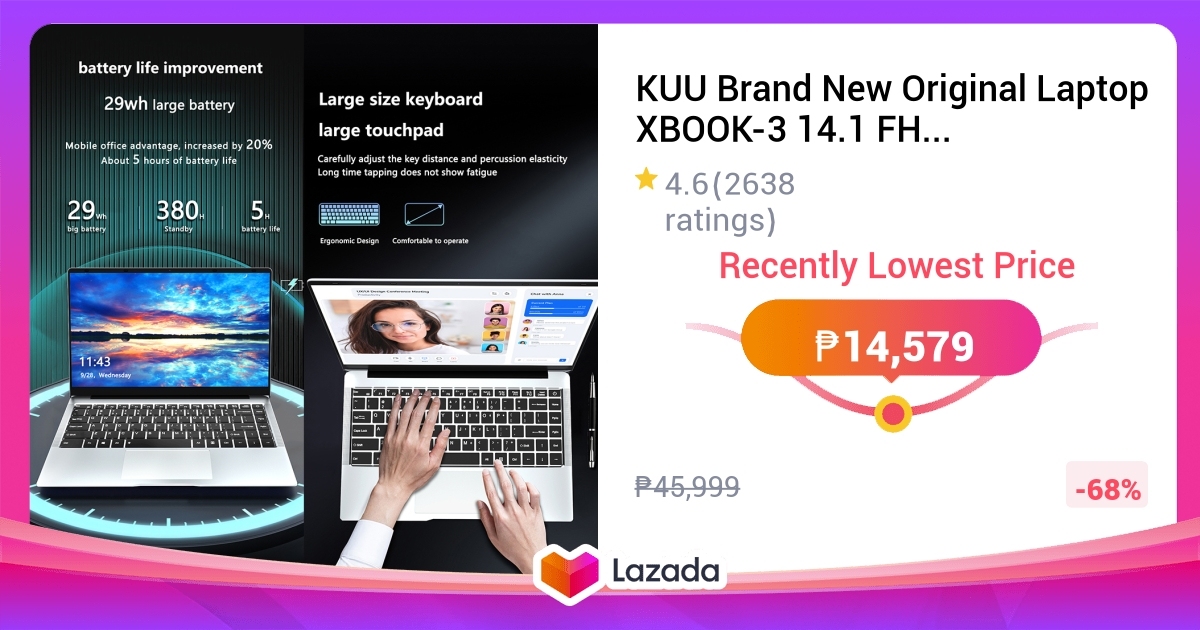 KUU Brand New Original Laptop XBOOK-3 14.1 FHD Screen Intel Celeron ...