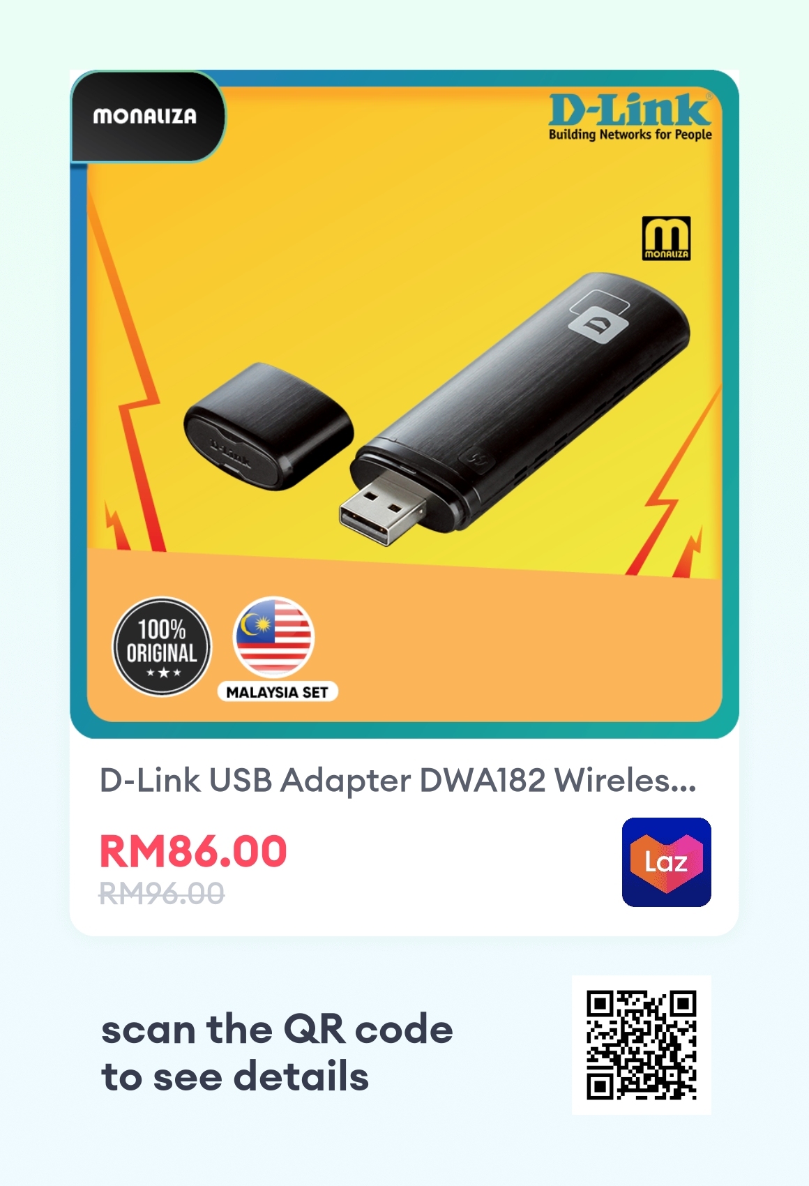 D-Link USB Adapter DWA182 Wireless AC 1200Mbps Dual-Band