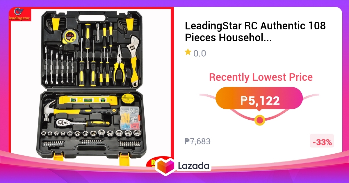 LeadingStar RC Authentic 108 Pieces Household Mechanic Tool Set Craftsman Basic Tool Kit ...