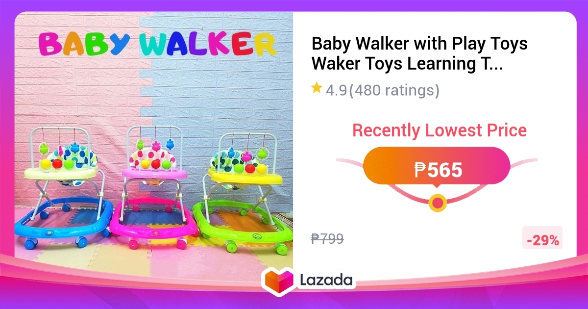 Baby Walker with Play Toys Waker Toys Learning To Walk Adjustable ...