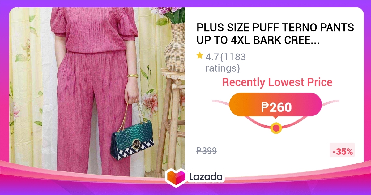 PLUS SIZE PUFF TERNO PANTS UP TO 4XL BARK CREEP FABRIC