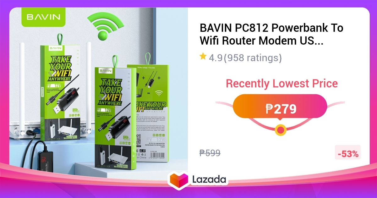 BAVIN PC812 Powerbank To Wifi Router Modem USB Booster Charging Cable 1 ...