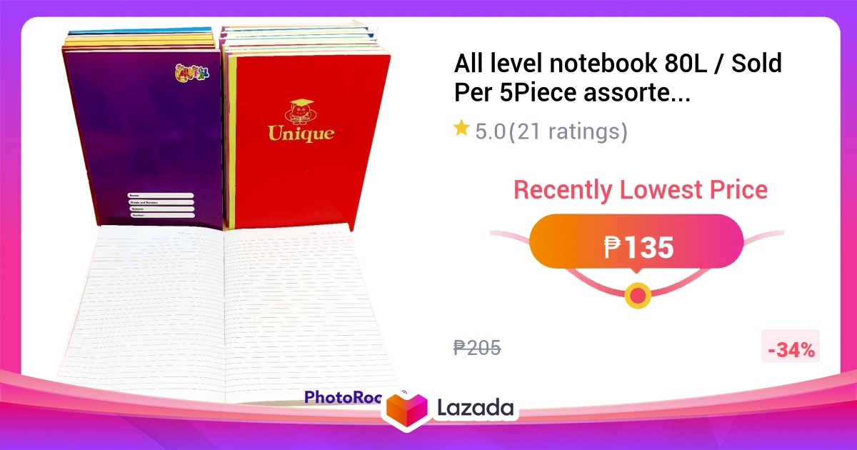 All level notebook 80L / Sold Per 5Piece assorted brand