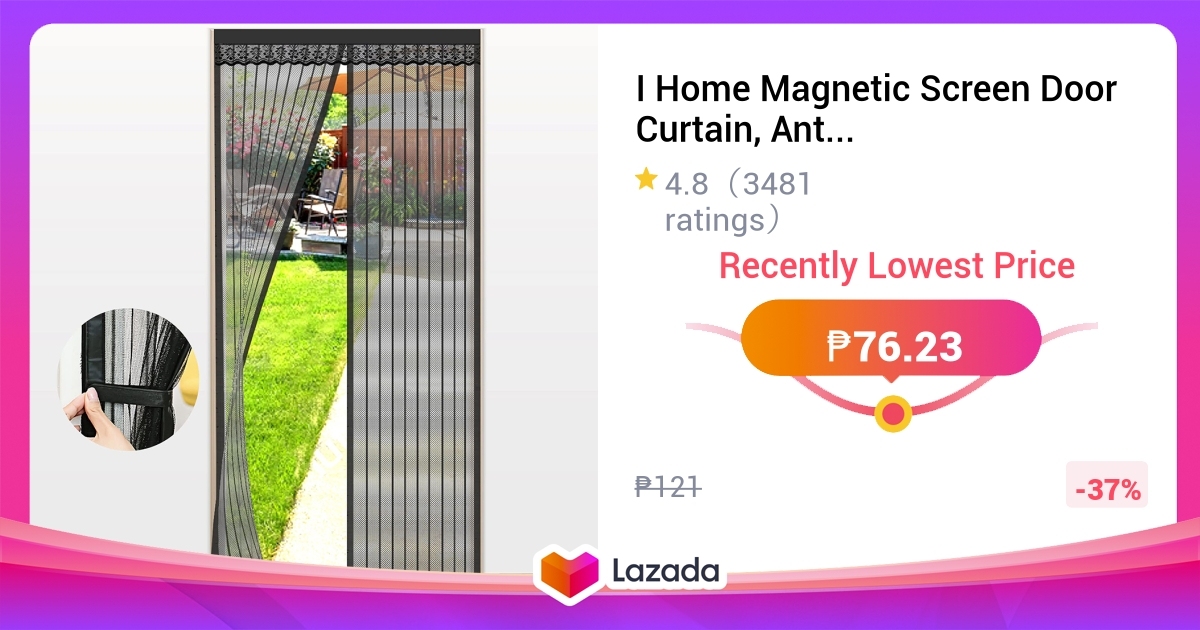 I Home Magnetic Screen Door Curtain, Anti Mosquito Insect Fly Bug ...